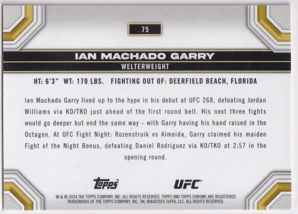 Panini UFC Topps Cromo 2024 N º 75 Ian Machado Garry | eBay