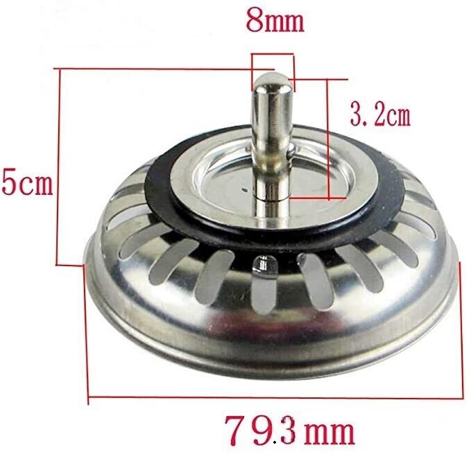 Premium Stainless Steel Replacement Kitchen Sink Waste Plug - Sizes 78 ...