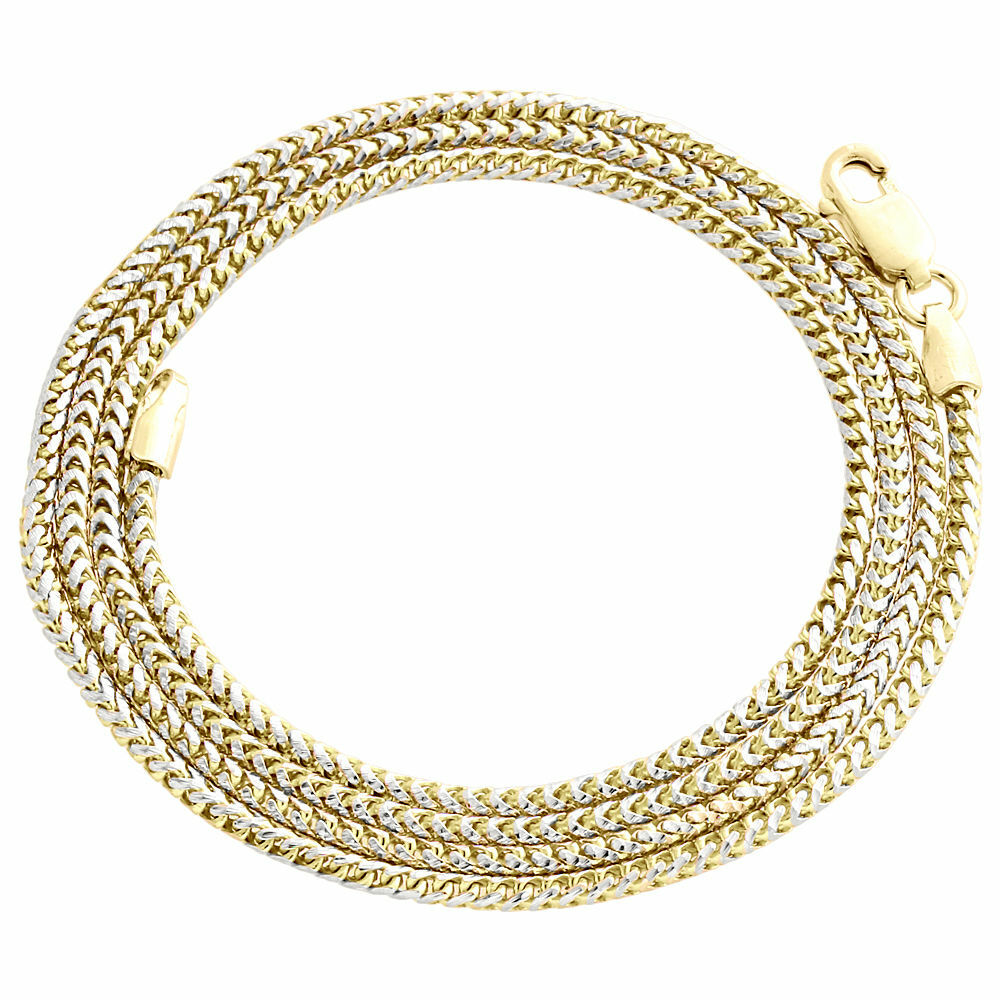 10K Yellow Gold Solid Diamond Cut Franco Box Chain 1.50mm Necklace 16 ...