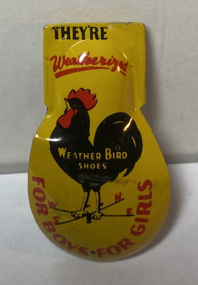 Vintage Weather Bird Shoes Advertising Toy Tin Clicker Noisemaker Litho ...