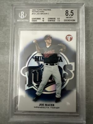 2002 JOE MAUER Refractor Topps Pristine #151 BGS 8.5 Rookie Card RC 348 ...