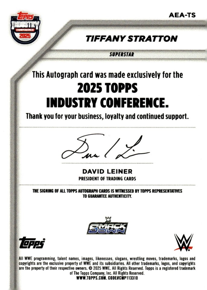 2025 Topps Industry Conference Event Autographs Tiffany Stratton Auto ...