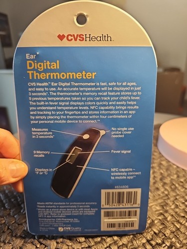 CVS Health Ear Digital Thermometer NFC Capable Measures Temp In 3 ...