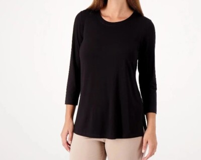 Susan Graver Weekend Essentials Cool Touch Scoop Neck Top Black.Large ...