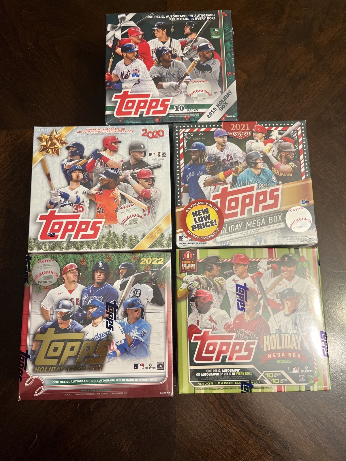 (5 Box Lot) 2019-2023 Topps Holiday Mega Box Walmart Sealed/New-Lot Of ...