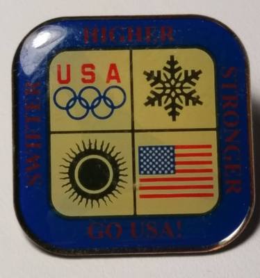 Go USA Stronger Higher Swifter Olympic Athlete Sport Rings Gold Lapel ...