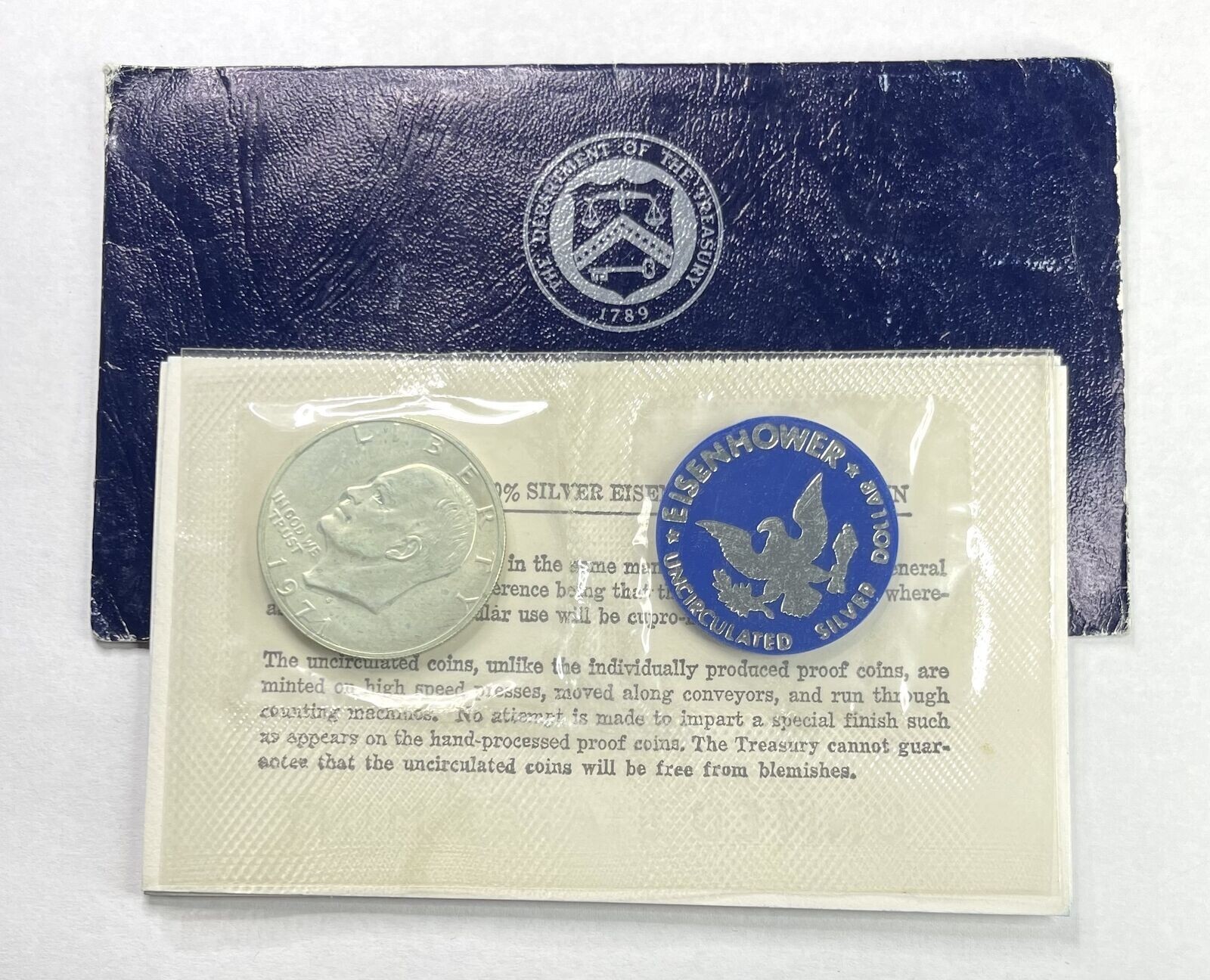 1971 S IKE Eisenhower 40% Silver Dollar US Coin Blue Ike Brilliant ...