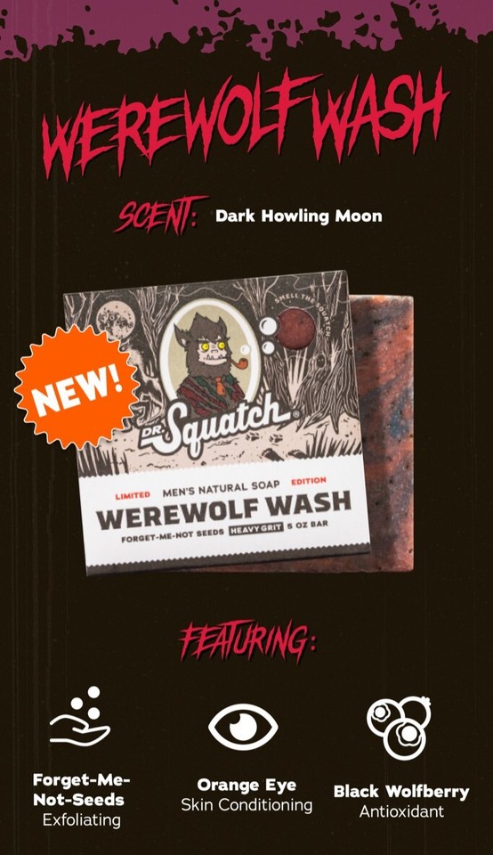 Dr. Squatch WEREWOLF WASH Bar Soap 5oz LIMITED EDITION! SOLD OUT! | eBay