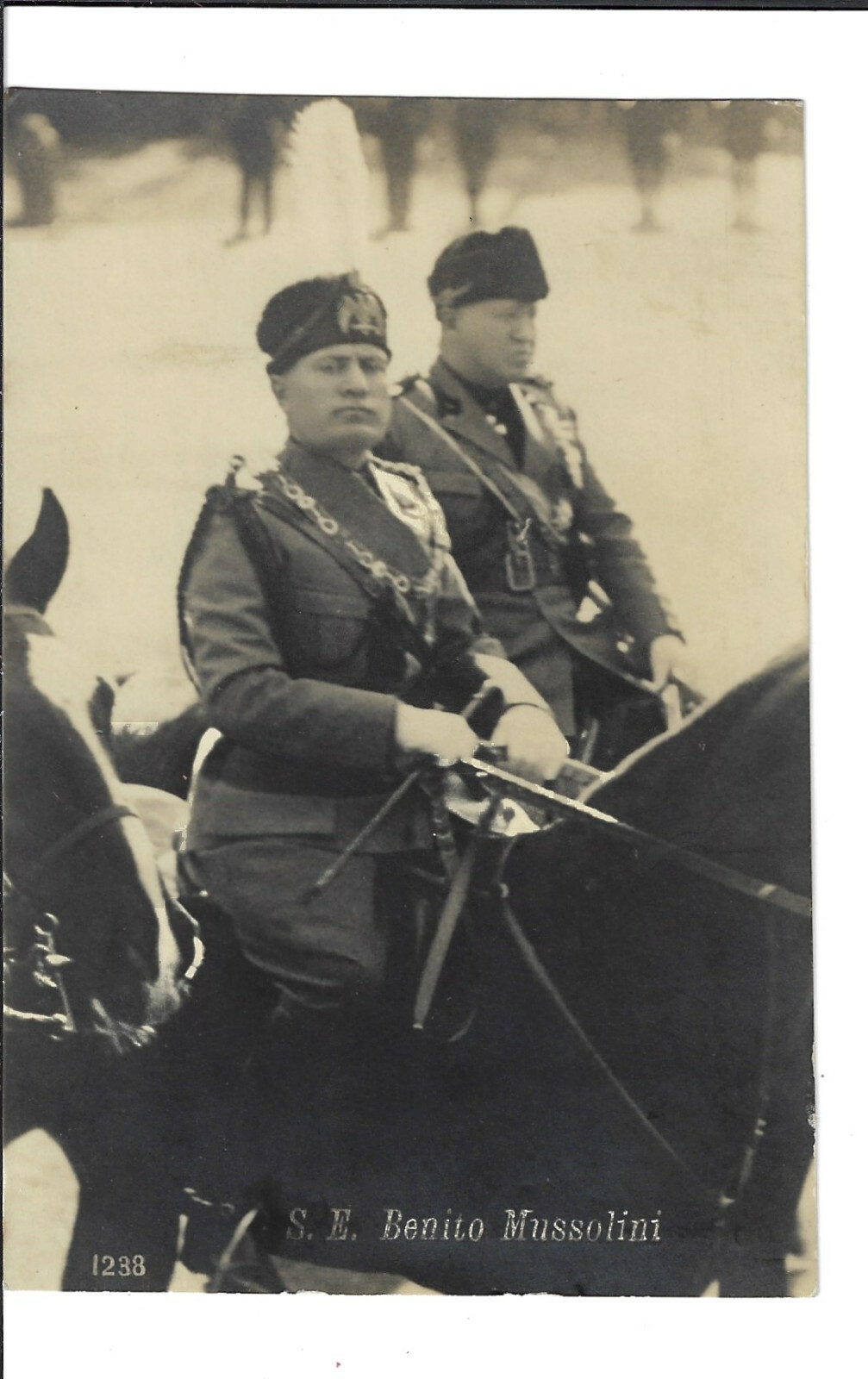 Italian Military Benito Mussolini Proudly Riding His Horse Real Photo ...