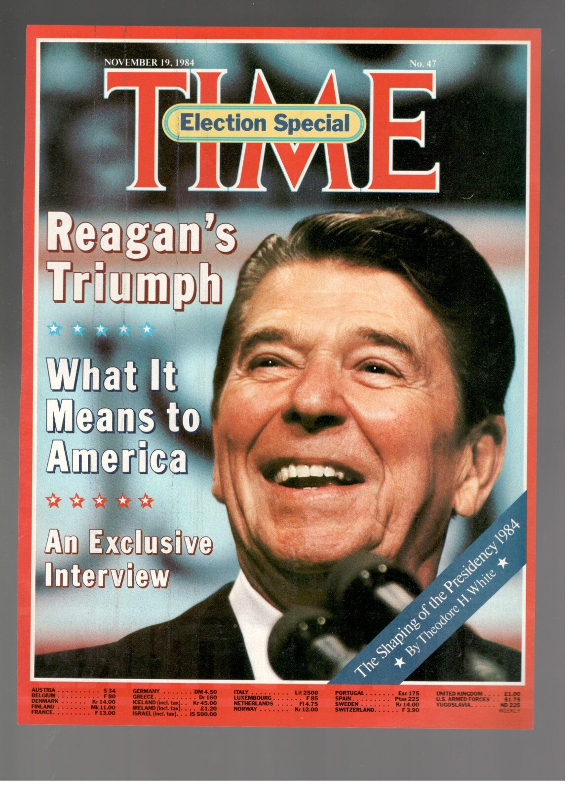 Ronald Regan Triumph 1984 Time Only Cover 1 Page Original | eBay Australia