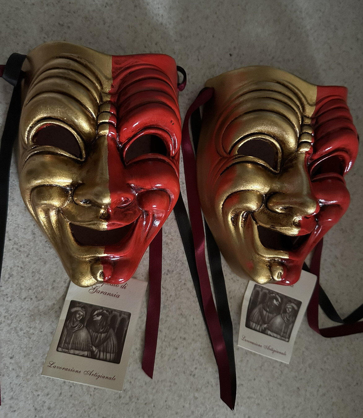 New Set Of 2 Venetian Ceramic Comedy Smile Mask. L | eBay