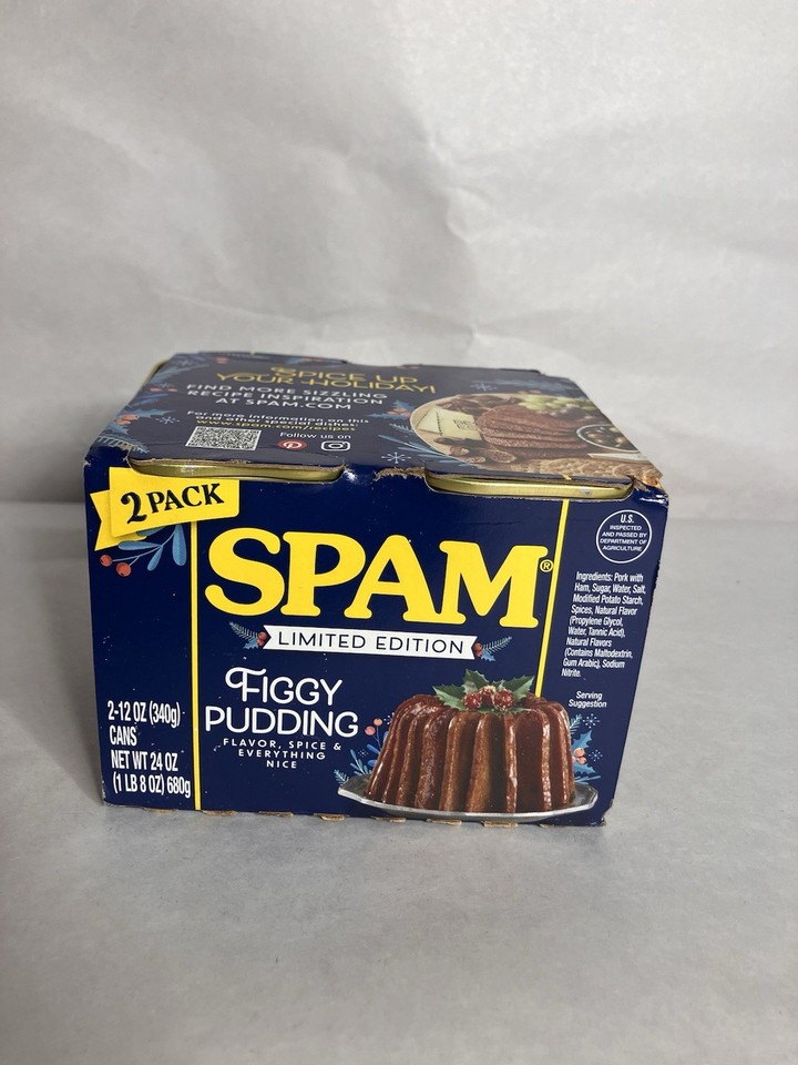 Spam Figgy Pudding Flavor Holiday Limited Edition PACK OF 2 BRAND NEW ...