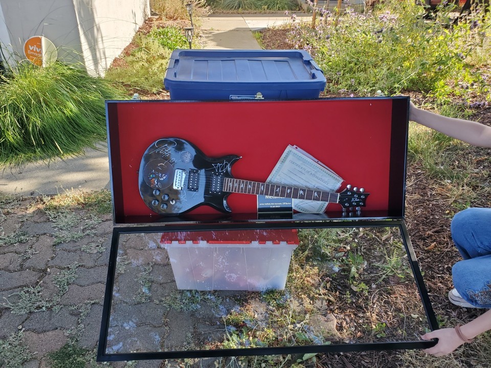 Metallica Autographed Guitar With COA, Shadow Box, Mounting gear, Name ...