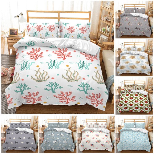 Floral Flowers Daisy Blue White Botanical Pattern Doona Duvet Quilt ...