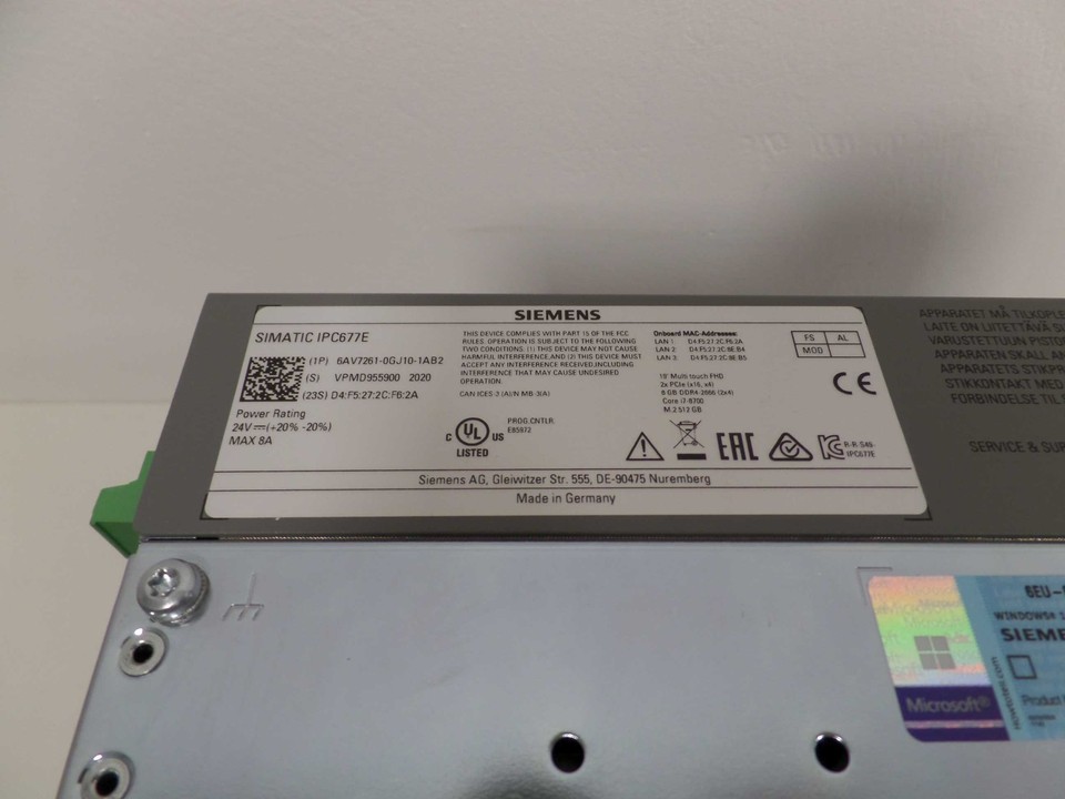 Siemens Simatic IPC677E HMI / Panel 6AV7261-0GJ10-1AB2 | eBay