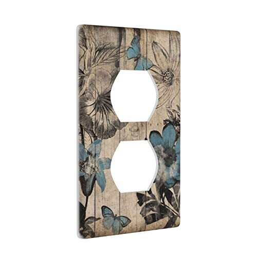 Blue Wood Floral Outlet Light Switch Cover Decorative Plastic Switch ...