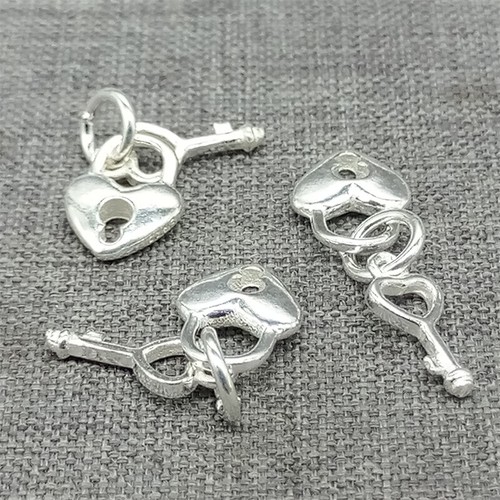 4pcs of 925 Sterling Silver Tiny Lock Key Charms | eBay