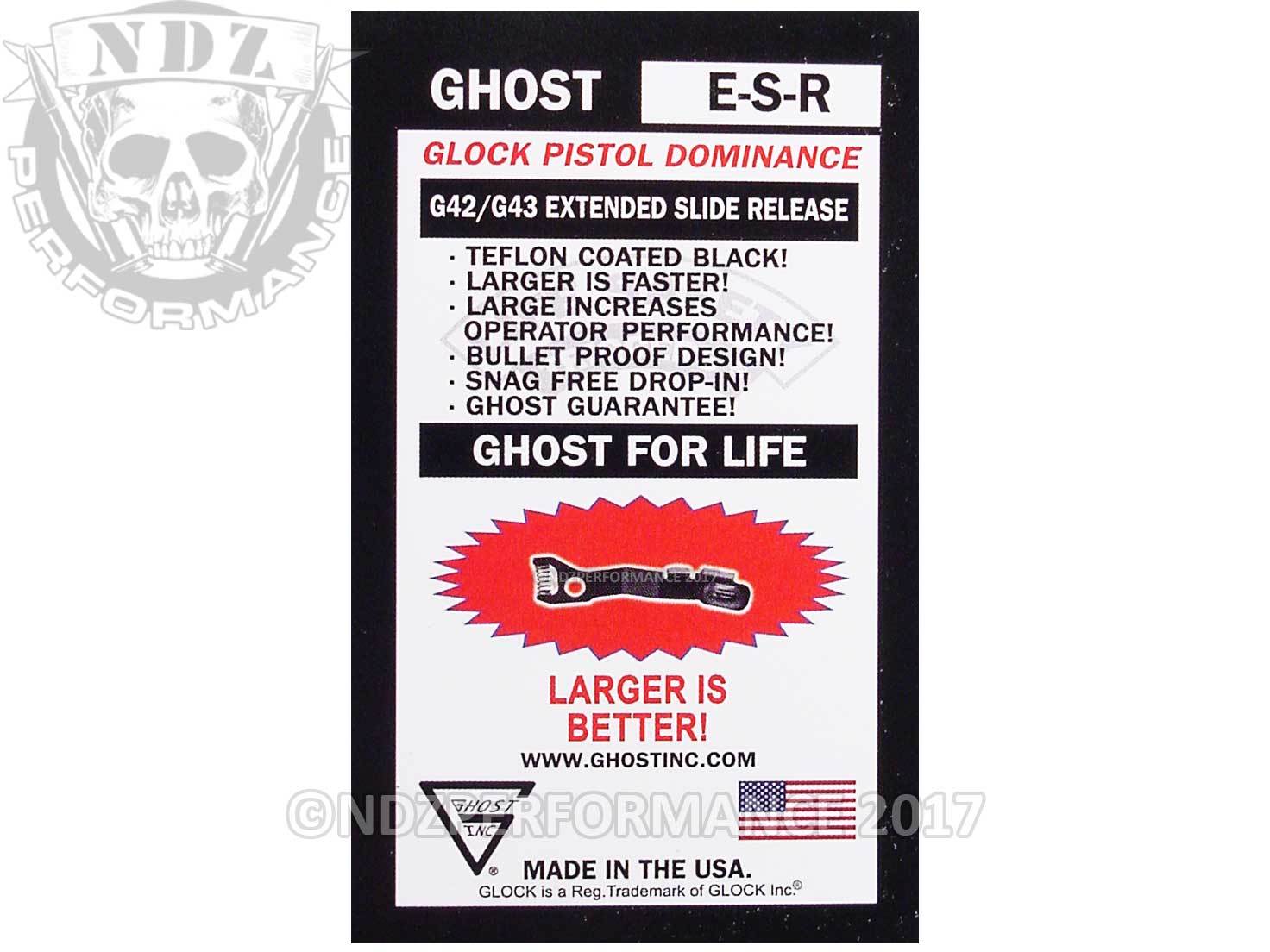 For Glock 43 43X 48 Ghost Inc. Extended Slide Release GHO_ESR4243 Black ...