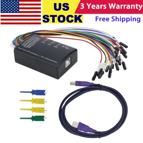 Mini 16 Logic Analyzer USB 100M Max Sample Rate 16CH 1.1.34 Support 1.2 ...