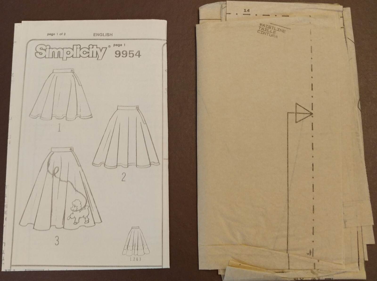 VTG 1995 Simplicity #9954 Circle Skirt Sewing Pattern 3 lengths Sz 10 ...
