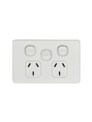 Beacon Lighting Lucci Power Ion Twin GPO with Extra Switch in White | eBay Australia