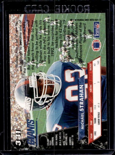1993 Fleer Ultra Michael Strahan Rookie RC #331 Giants | eBay