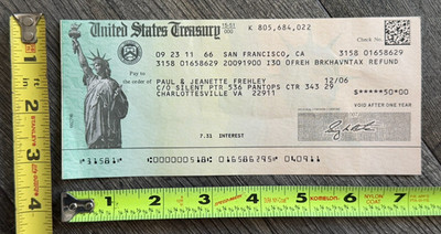 KISS Ace Frehley Check USA Treasury Tax Refund Uncashed Vintage Kiss ...
