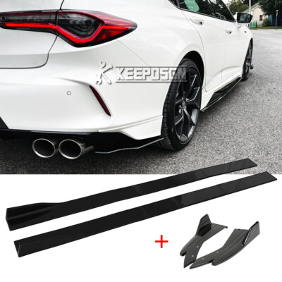 For Acura TLX ILX Gloss 86.6'' Side Skirt Extension + 2x Rear Side ...