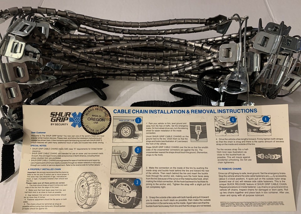 NEW *USA* PREMIUM CABLE CHAIN TRACTION GRIP TIRE SNOW PASSENGER CAR SET ...