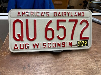 License Plate Vintage Wisconsin 1979 QU 6572 “America’s Dairyland ...
