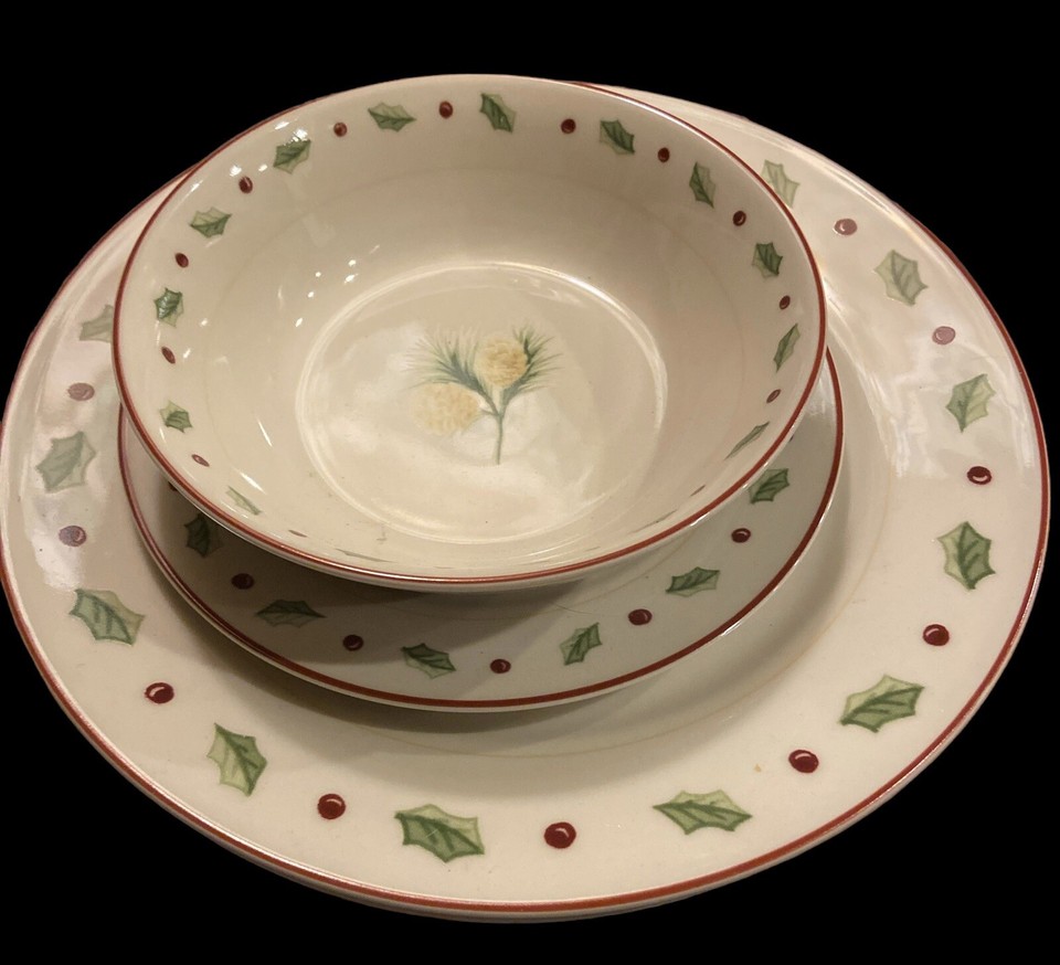 Merry Brite Christmas Dishes Place Setting: Dinner Plate, Salad Plate ...