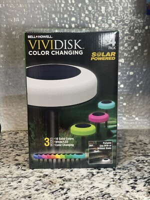 Bell+Howell Vividisk Color Changing LED Solar Pathway Lights ~ 4 Pack ...