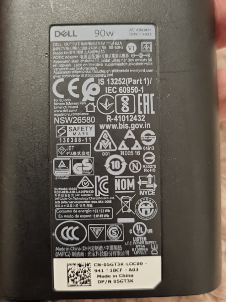 Dell 90W LA90PM130 AC Adapter 6C3W2 Ref00042 | eBay