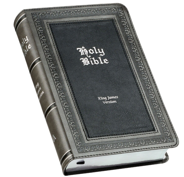 KJV+Giant+Print+Bible+Two-Tone+Gray+and+Black+Faux+Leather+by+Christian ...