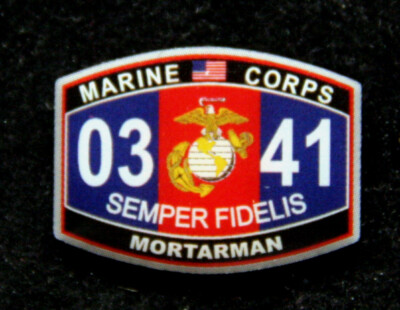 MOS 0341 MORTARMAN LAPEL HAT PIN UP US MARINES DRESS BLUES 120MM PVT ...