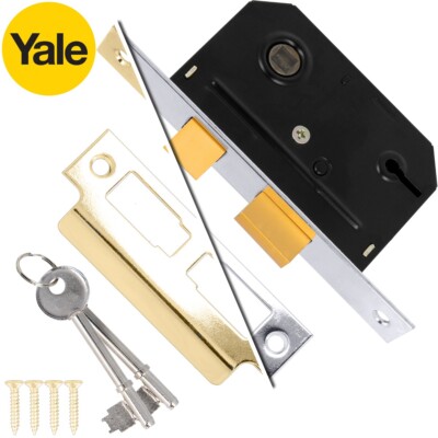 YALE 3 Lever SASH LOCKS Chrome/Brass Wood Door Deadlock Latch Mortice ...