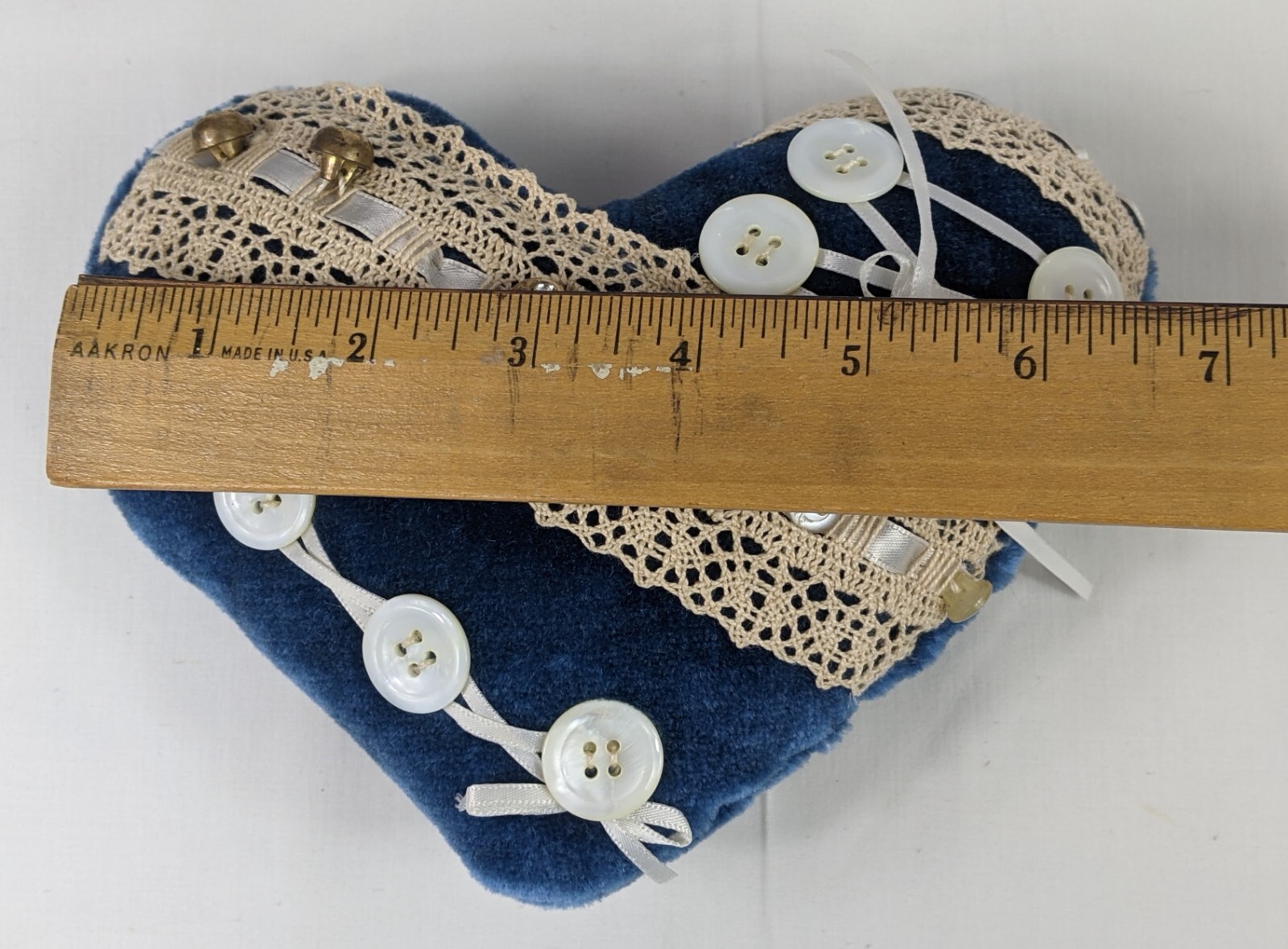 Small Blue Heart Plush Lace Buttons Fabric Stuffed Valentine Homemade ...