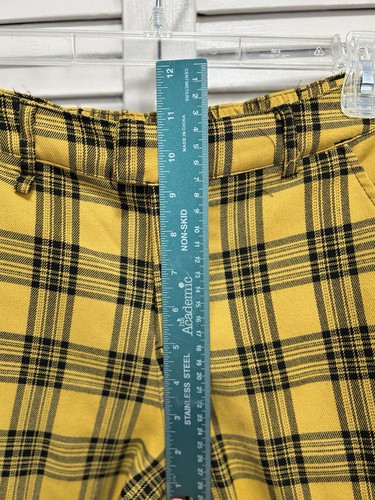 Hot Topic Yellow/Black Plaid Pants Pockets Elastic Waist Zip Size XS ...