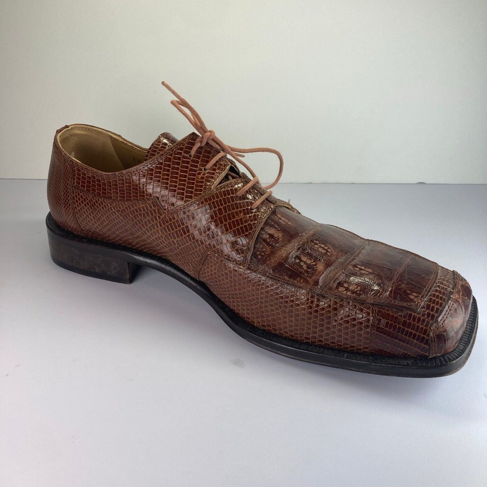 David Eden Crocodile Lizard Skin Men’s Size 13 Brown Red Leather ...