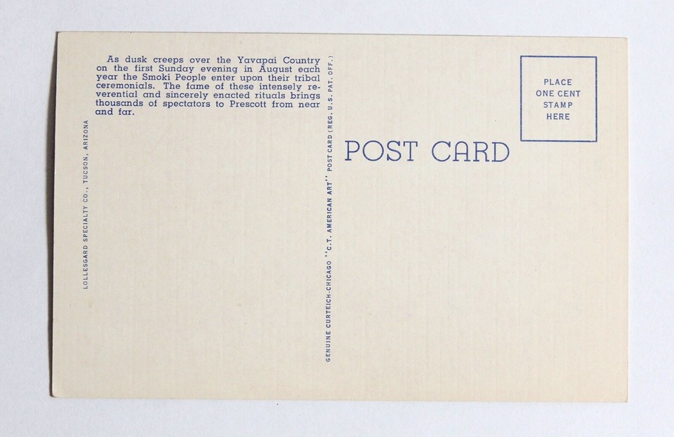 Vintage Linen Postcard Snake Dance of the Smoki People Arizona Native ...