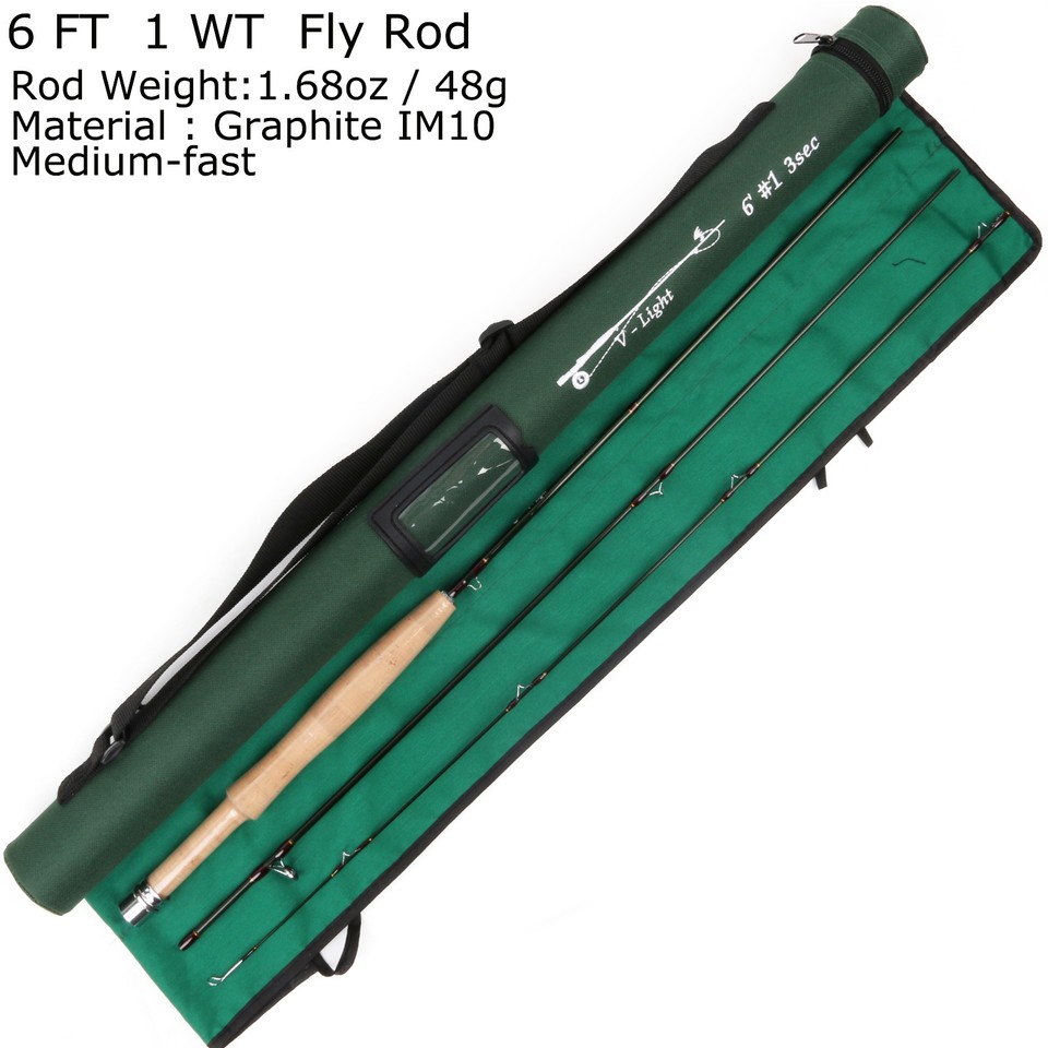1WT Fly Rod Combo 6FT Medium Fast Fly Fishing Rod & Aluminum Fly Reel ...