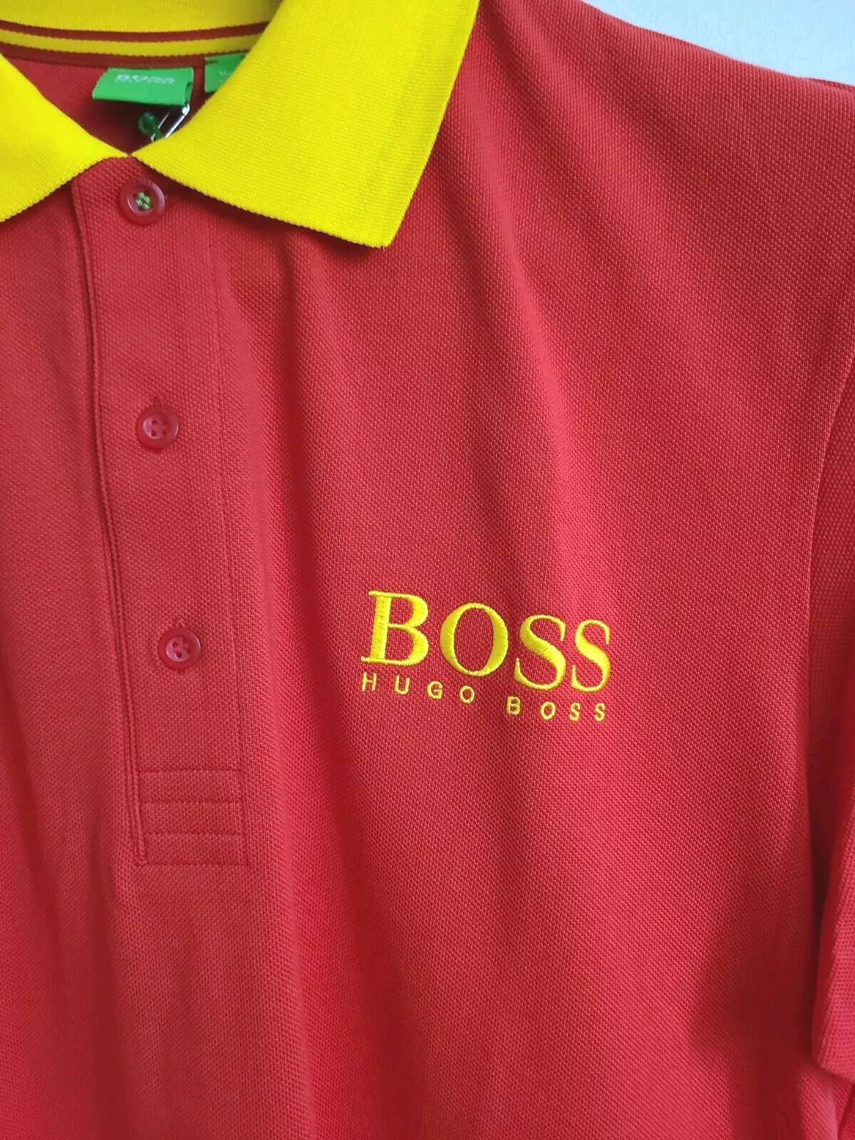 HUGO BOSS Green Paddy Flag SPAIN cotton polo shirt in orange sz XXL ...