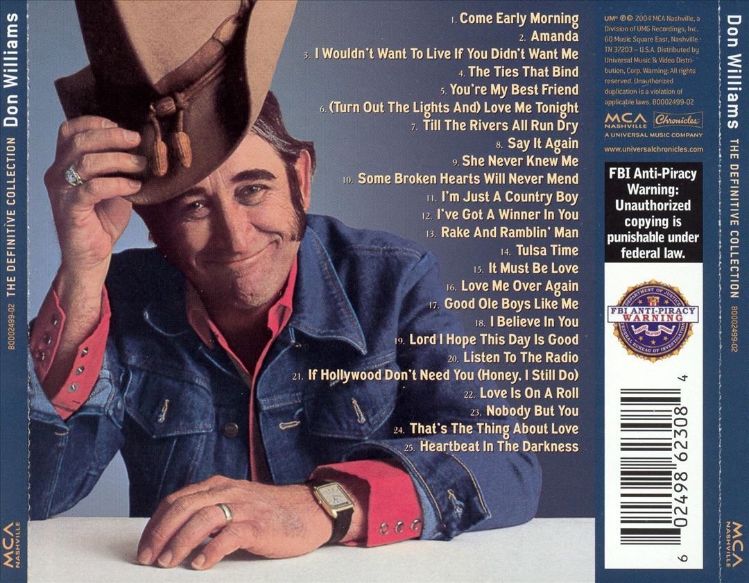 DON WILLIAMS - THE DEFINITIVE COLLECTION [REMASTER] NEW CD 602498623084 ...