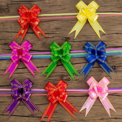 10 Pcs Sequin Ribbons Flower Solid Color Pull Bow Knot Ribbon Strings ...