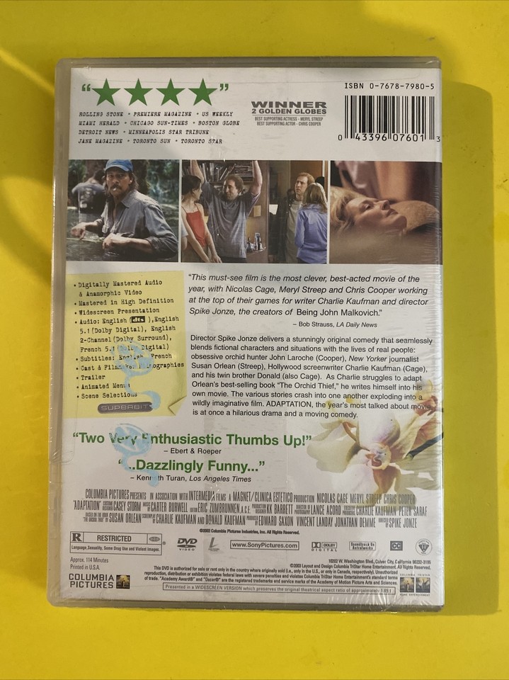 ADAPTATION (DVD 2003) NICHOLAS CAGE - BRAND NEW FACTORY SEALED - FREE ...