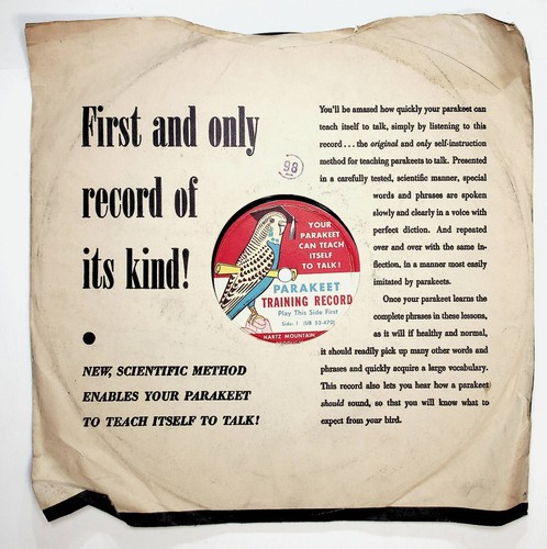 Parakeet Training Hartz Mountain Talking Bird Vinyl 10" Inch 78 RPM ...