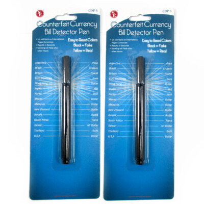 Set of 2 Money Detector Pens Counterfeit Bill Tester Marker for ...