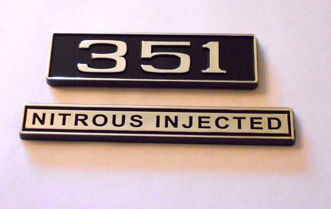 351 NITROUS INJECTED black plastic with Chrome emblem emblems badge new ...