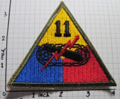 WW2 Vintage US ARMY PATCH OD Border 11th ARMORED DIVISION armor No Glow ...