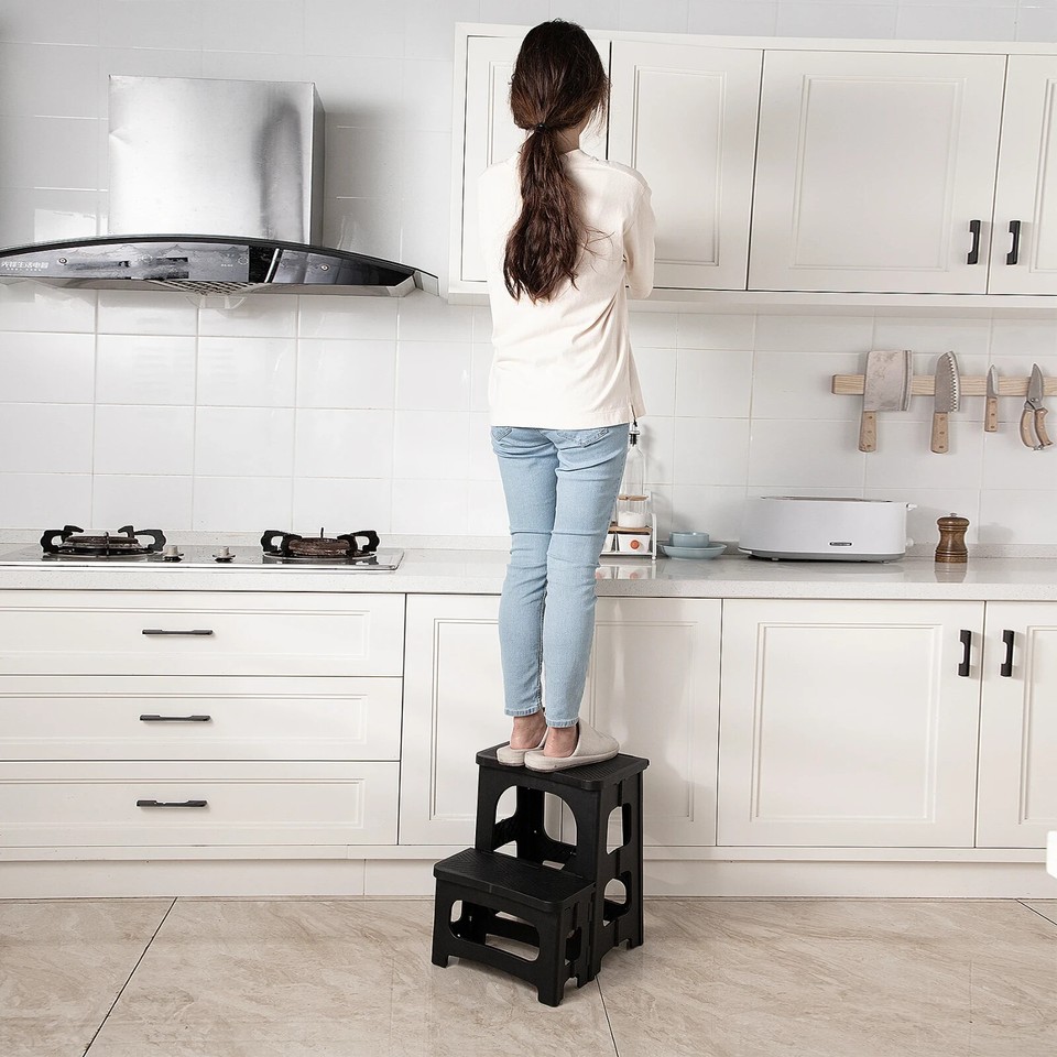 Folding Double Step Stool Heavy Duty Non Slip Multi Purpose Home ...